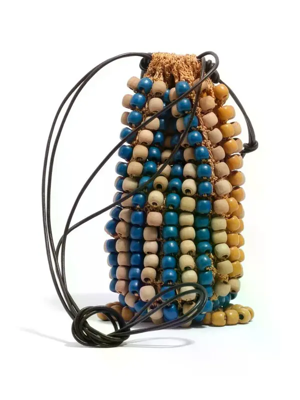 Bimba Y Lola Mini Crochet Bucket Bag With Bead Embellishments - Neutrals