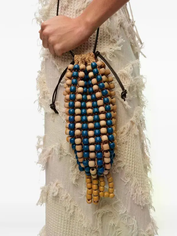 Bimba Y Lola Mini Crochet Bucket Bag With Bead Embellishments