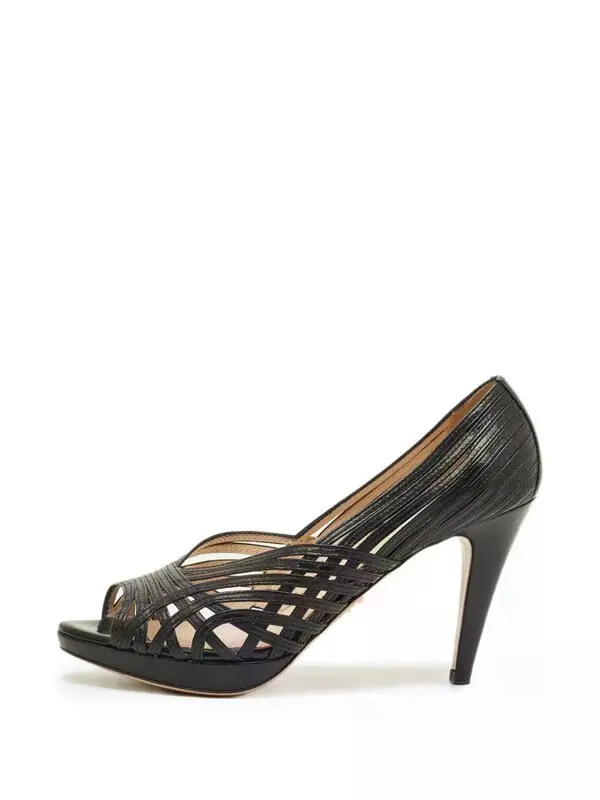 Prada Leather Peep-toe Pumps - Black