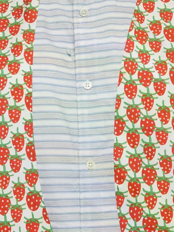 Comme Des Garçons Striped Strawberry-print Shirt