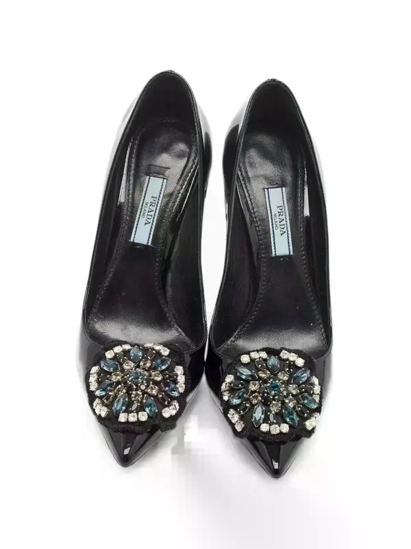 Prada Embellished Pointed-toe Pumps - Black