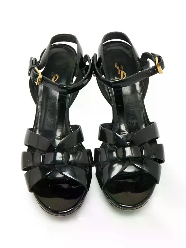 Saint Laurent Tribute Patent Leather Sandals - Black