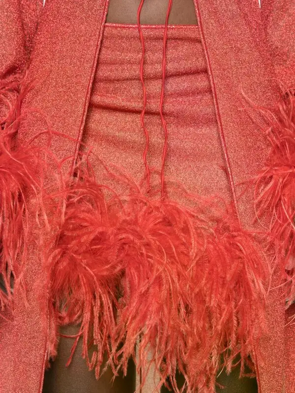 Oseree Lumière Plumage Feather-trim Mini Skirt
