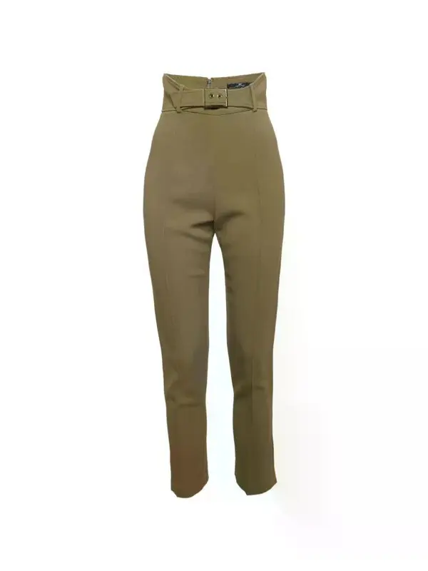Elisabetta Franchi Crepe Slim-fit Cropped Trousers - Green