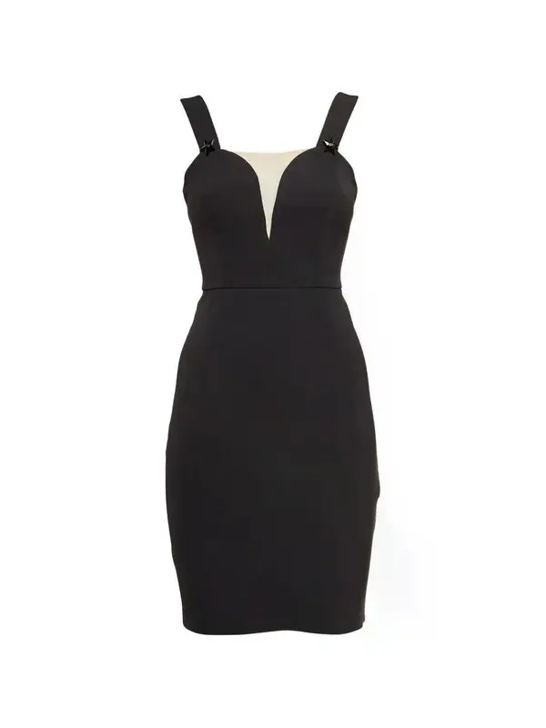 Elisabetta Franchi Stretch Crepe V-neck Sheath Dress - Black