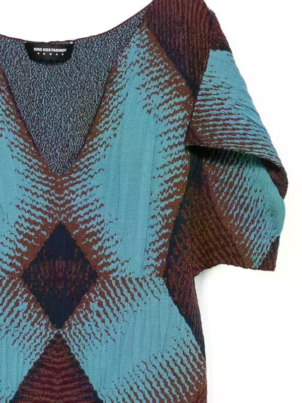 KIKO KOSTADINOV Ikat Argyle-jacquard V-neck Dress