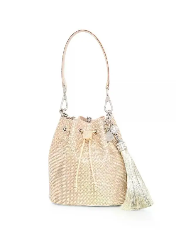Judith Leiber Crystal Embellished Tassel Bucket Bag - Neutrals