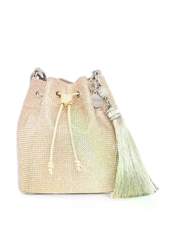 Judith Leiber Crystal Embellished Tassel Bucket Bag