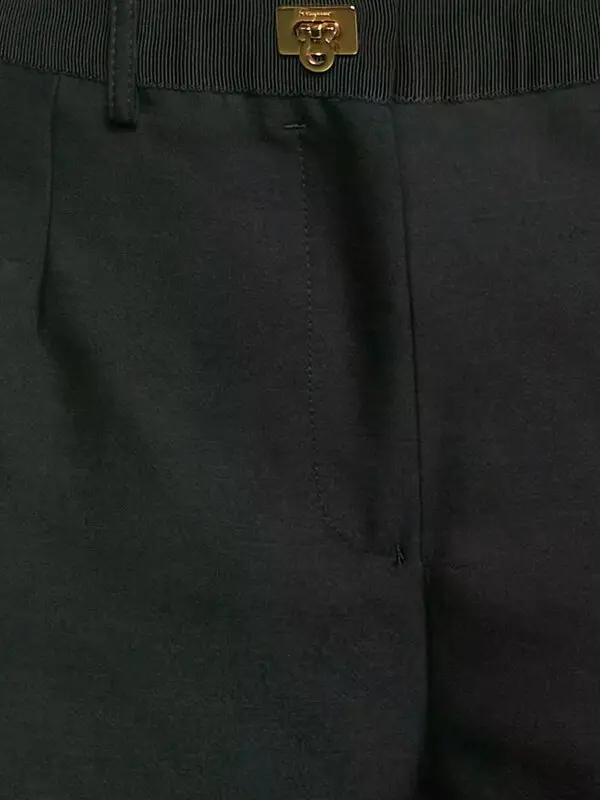 FERRAGAMO Gancini Plaque Wool Trousers