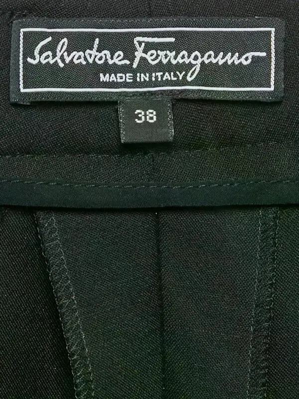 FERRAGAMO Gancini Plaque Wool Trousers