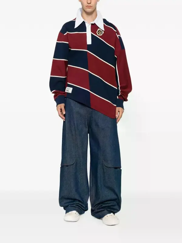 CHARLES JEFFREY Striped Polo Shirt - Blue