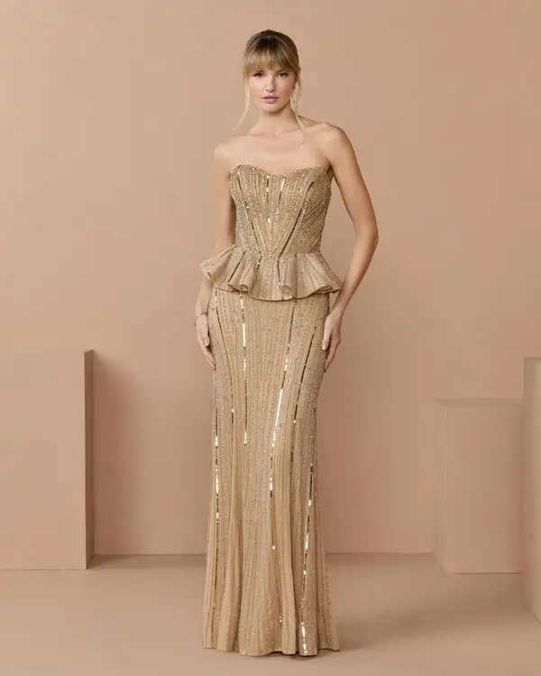 MAC DUGGAL COLLECTION Embellished Peplum Gown