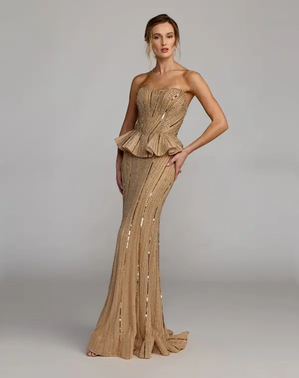 MAC DUGGAL COLLECTION Embellished Peplum Gown