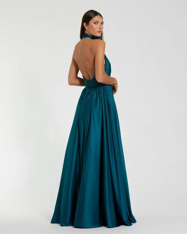 Mac Duggal Halter Neck Satin Gown