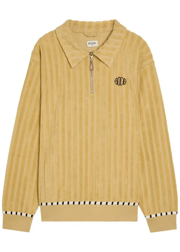 BODE Croquet Ground Striped Terry-cotton Sweatshirt