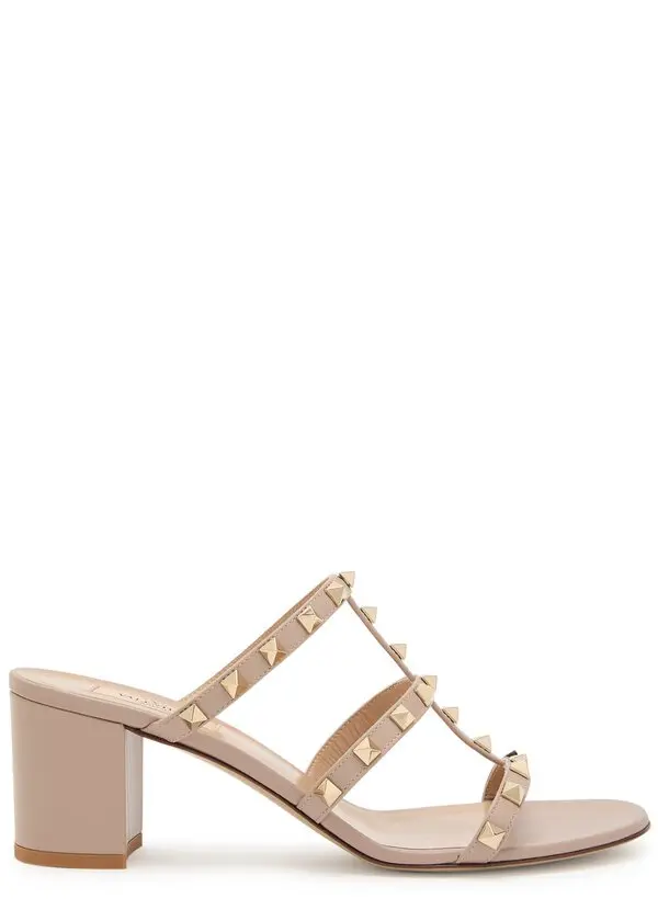 Valentino Garavani Rockstud Leather Mules - Beige