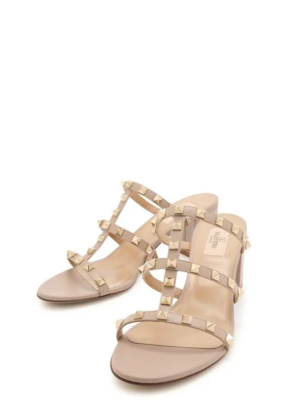 Valentino Garavani Rockstud Leather Mules - Beige