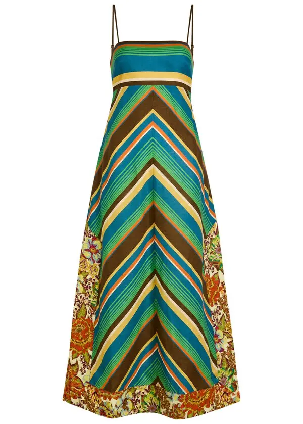 ALEMAIS Charlie Striped Linen Midi Dress - Multicoloured