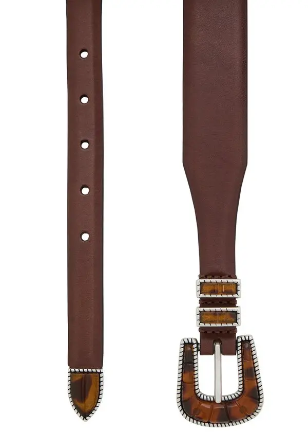 SILVER OSTRICH Leather Belt