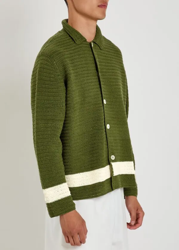BODE Crochet Cotton Shirt With Beaded Logo