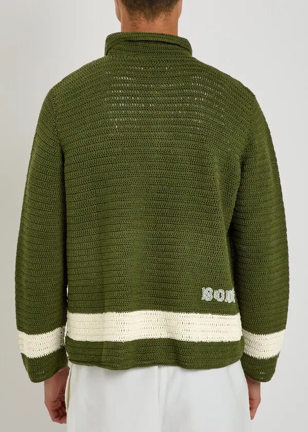 BODE Crochet Cotton Shirt With Beaded Logo