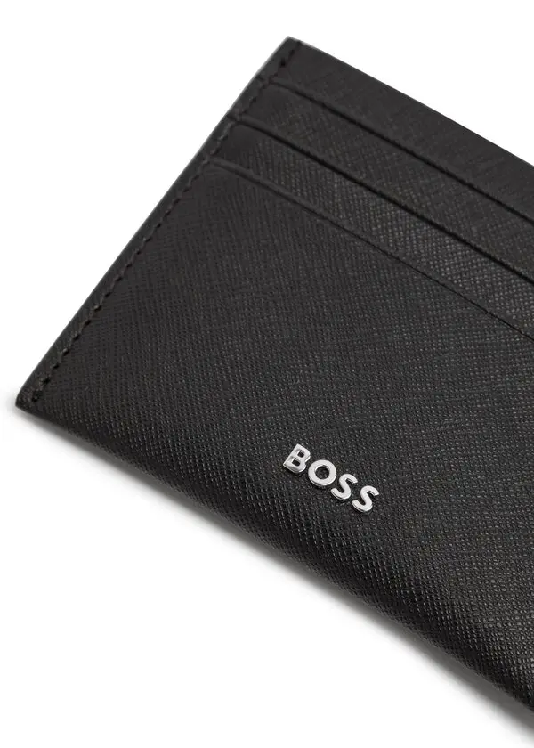 BOSS Northon Logo Saffiano Leather Card Holder