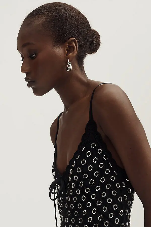 Misha Collection V-neck Beaded Mi Dress