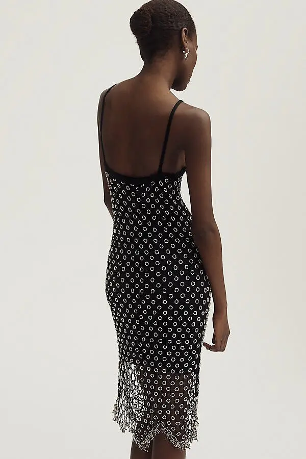 Misha Collection V-neck Beaded Mi Dress