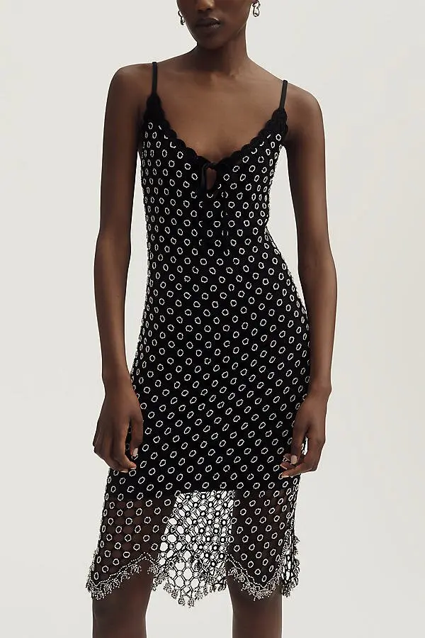 Misha Collection V-neck Beaded Mi Dress