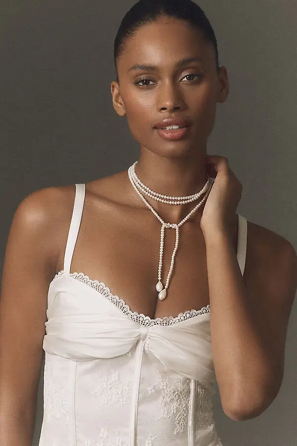 Shashi Bolo Tie Pearl Necklace