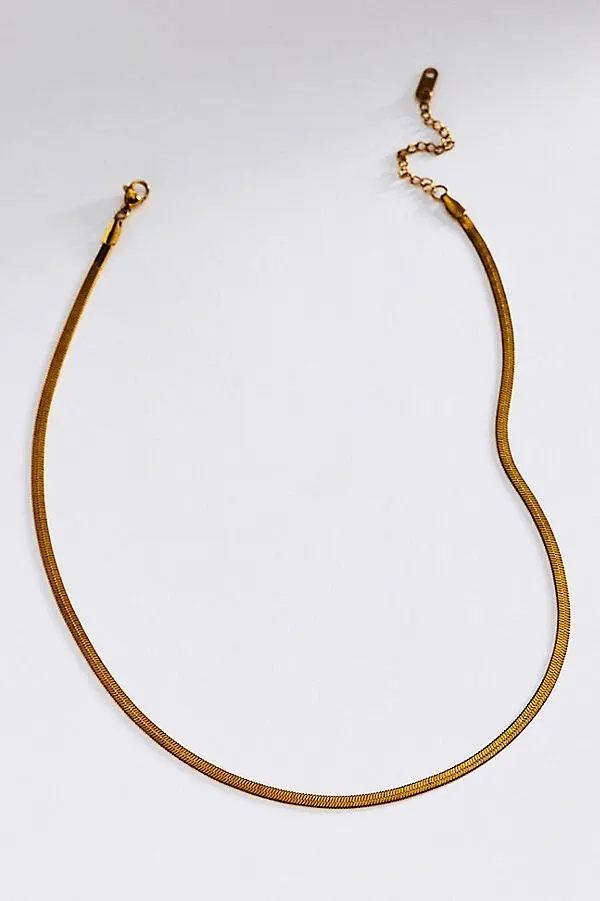 Anthropologie Water Resistant Herringbone Necklace - Gold