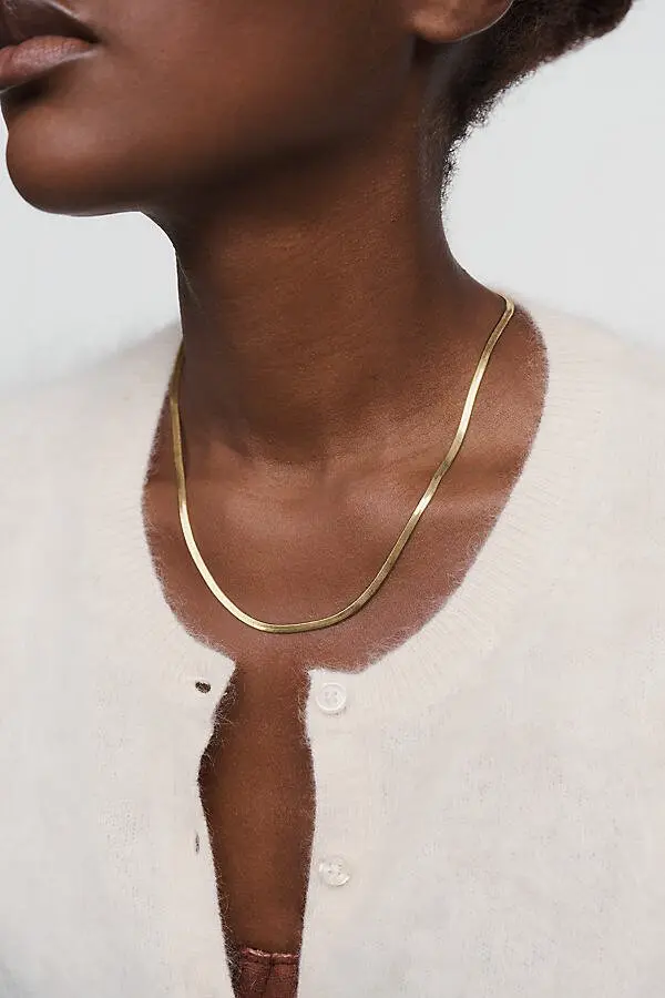 Anthropologie Water Resistant Herringbone Necklace - Gold