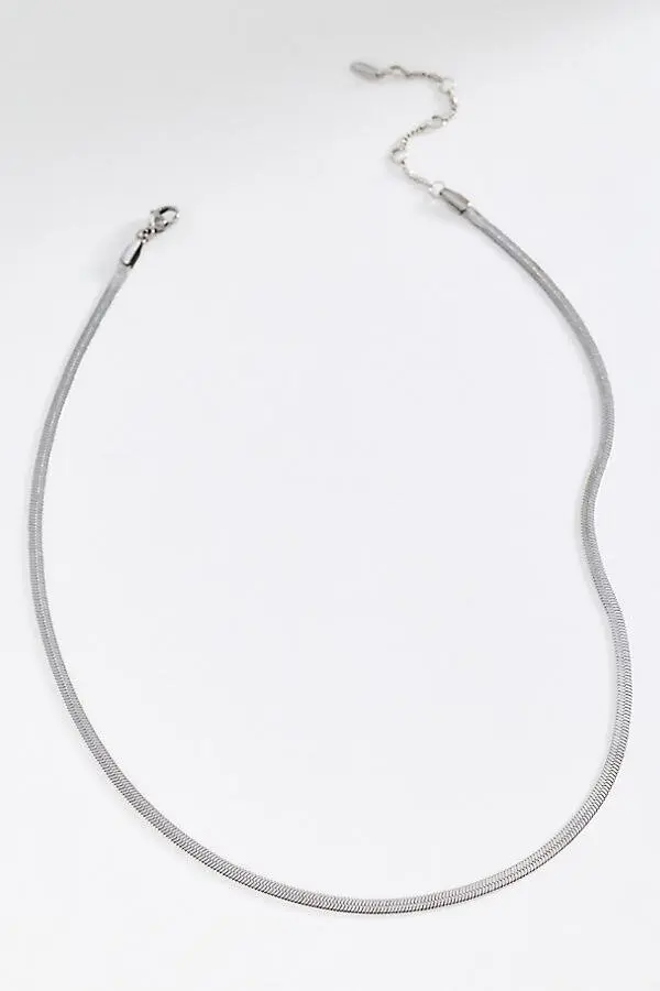 Anthropologie Water Resistant Herringbone Necklace - Silver