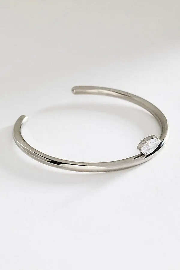 Anthropologie Solitaire Crystal Water-resistant Cuff Bracelet - Silver