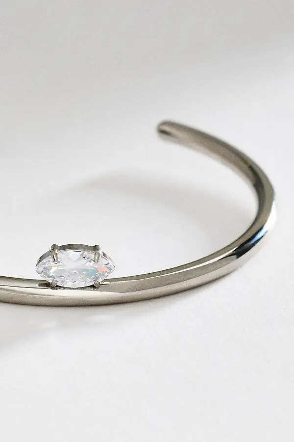 Anthropologie Solitaire Crystal Water-resistant Cuff Bracelet - Silver