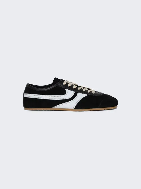 Dries Van Noten Suede And Leather Trim Sneakers - Black