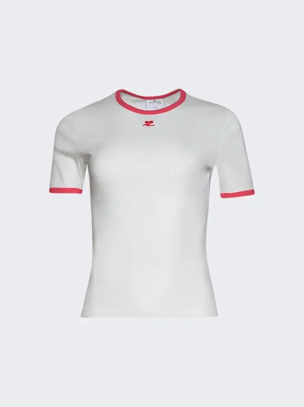 COURRÃ¨GES Courrèges Signature Contrast Trim T-shirt - Pink