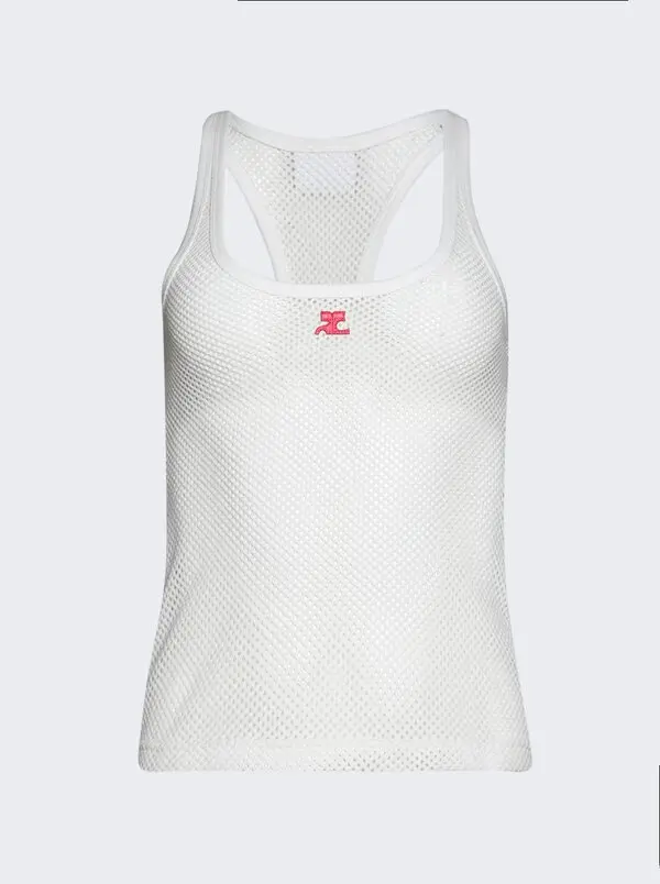 COURRÃ¨GES Mesh Tank Top With Pink Logo