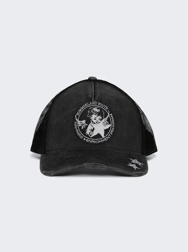 NAHMIAS Youth Enrichment Washed Trucker Hat Worn - Black