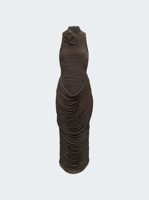 Magda Butrym High Neck Draped Midi Dress