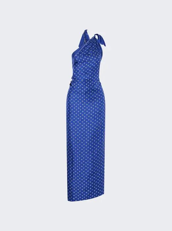 Christopher Esber Indigo Bandana Print Silk Dress - Blue