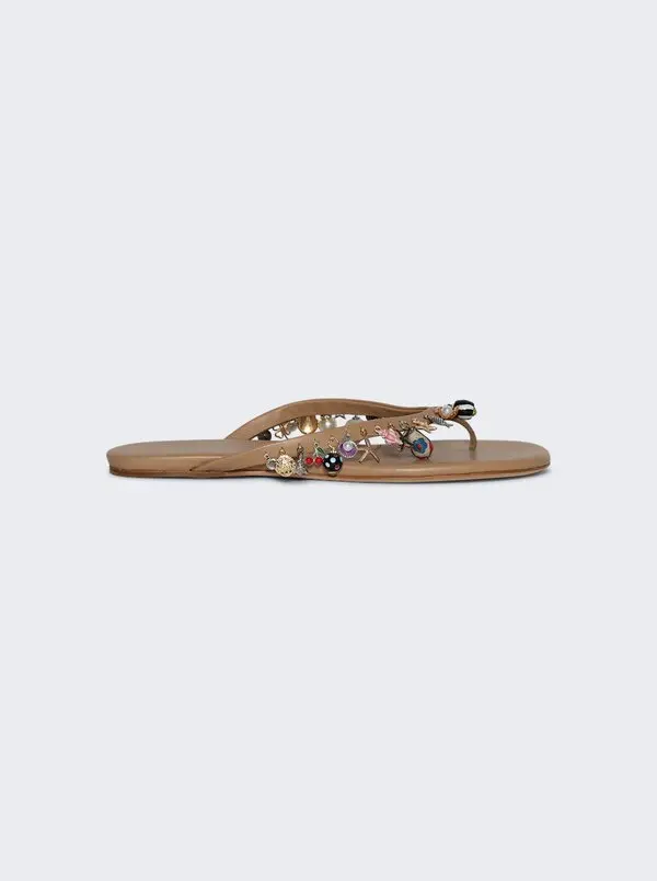 Christopher Esber Embellished Charm Flip Flops - Nude