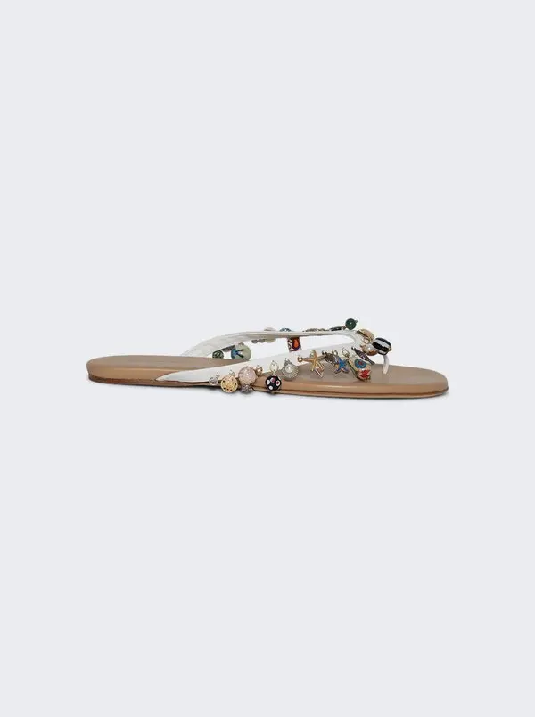 Christopher Esber Embellished Charm Flip Flops - White