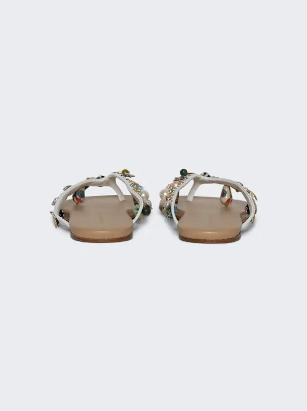Christopher Esber Embellished Charm Flip Flops - White