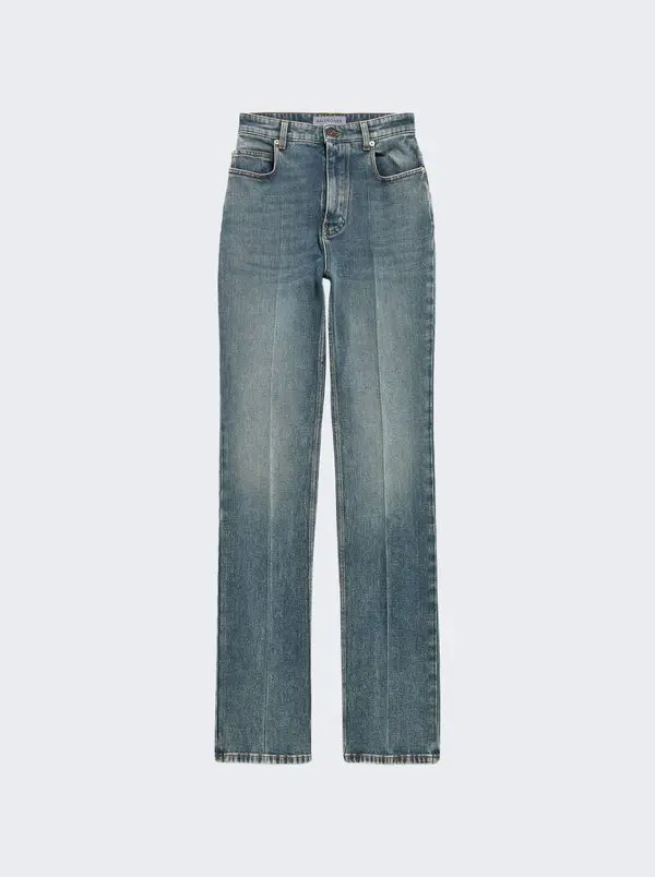 Balenciaga High Waist Slim Jeans Dirty Vintage - Blue