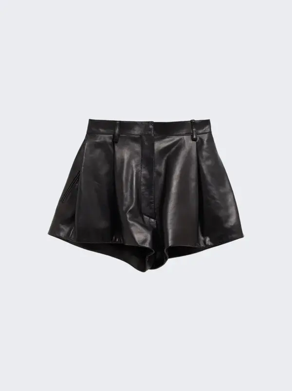 Balenciaga Smooth Light Leather Shorts - Black