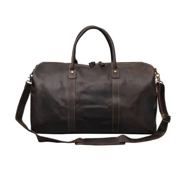 TOURI Genuine Leather Holdall Vintage Dark - Brown