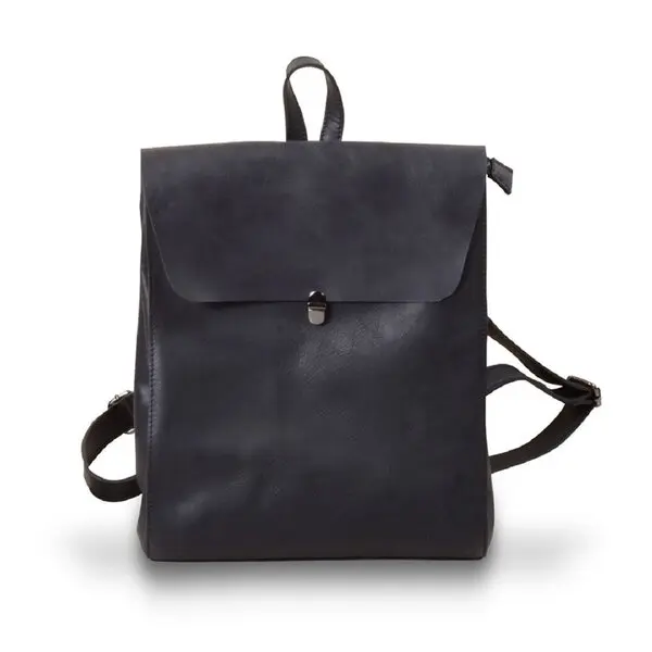 TOURI Genuine Leather Slim Backpack - Black