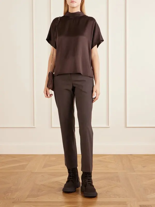 Brunello Cucinelli Tapered Wool-blend Tailored Pants