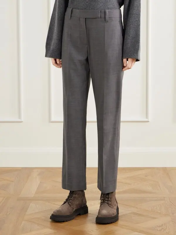 Brunello Cucinelli Mid-rise Wool-blend Tapered Trousers